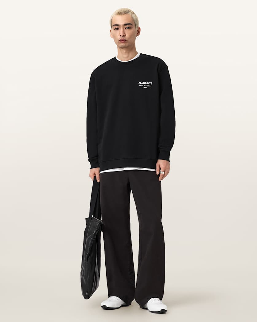 Underground Relaxed Fit Crew Neck Sweatshirt Jet Black | ALLSAINTS